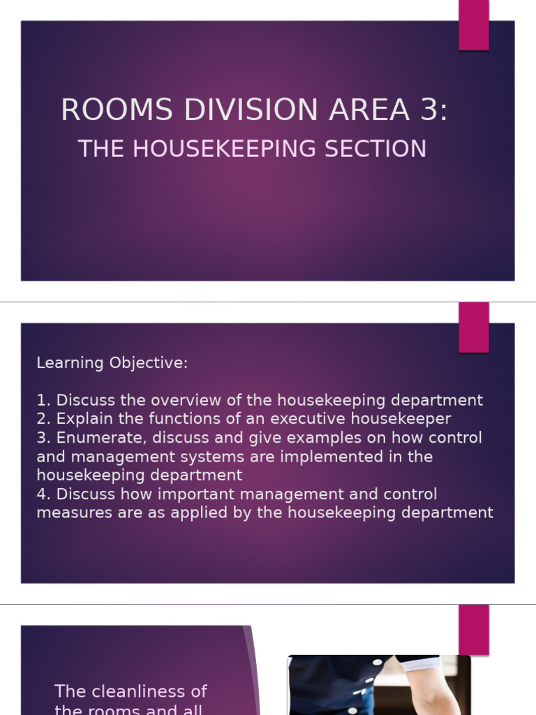 Rooms Division Housekeeping Area | PDF | Housekeeping | Economies