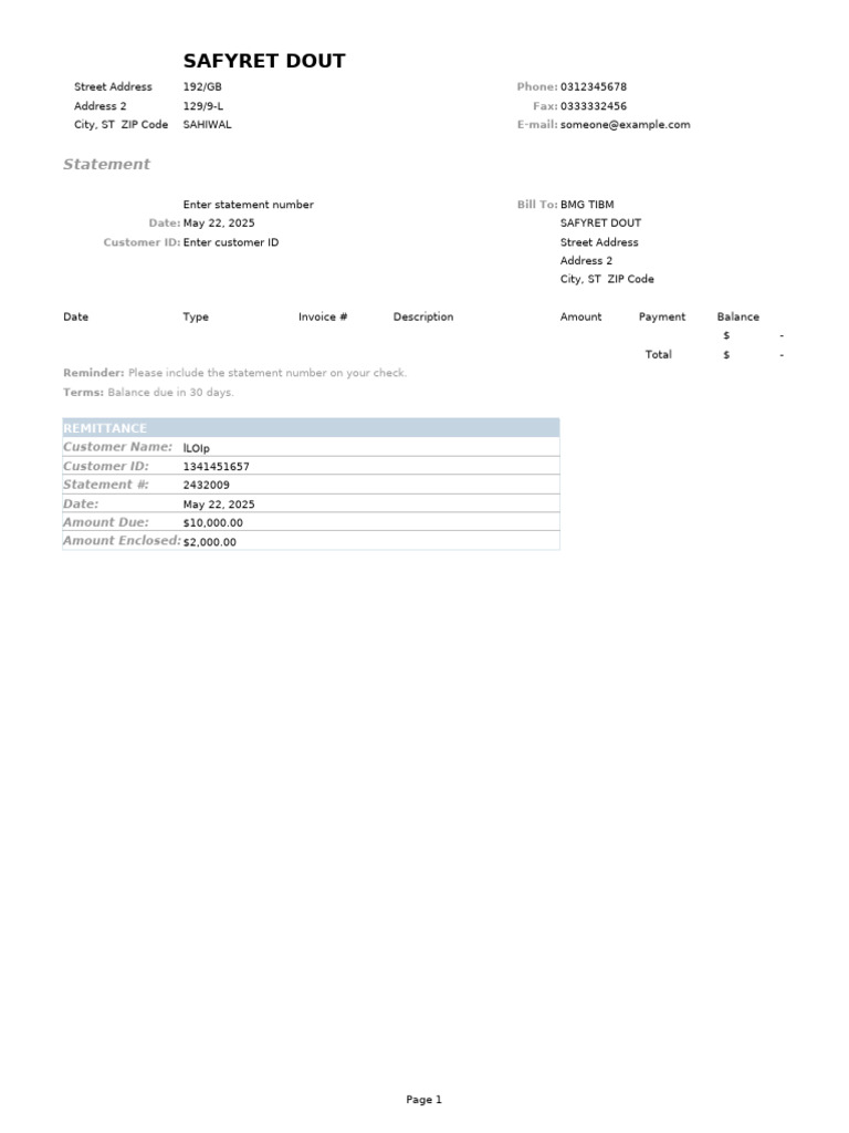 Billing Statement 1 | PDF