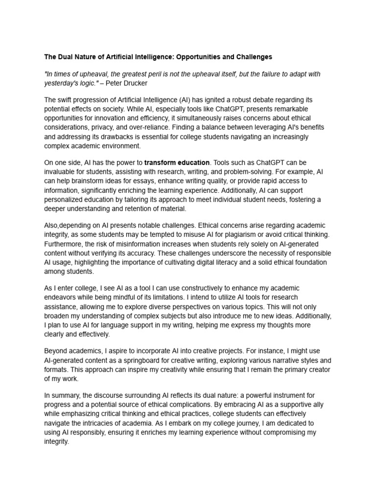The Dual Nature of Artificial Intelligence - Opportunities and ...