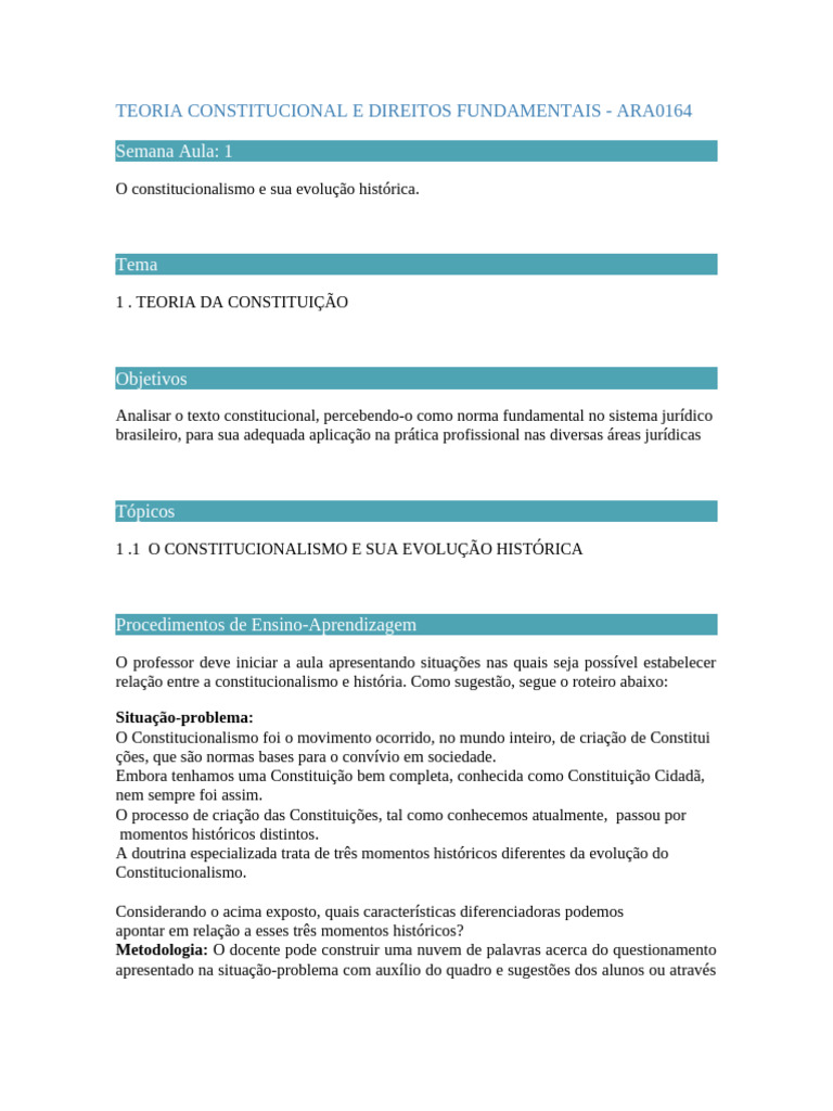Evolução do Constitucionalismo Brasileiro | PDF | Constituição | Lei ...