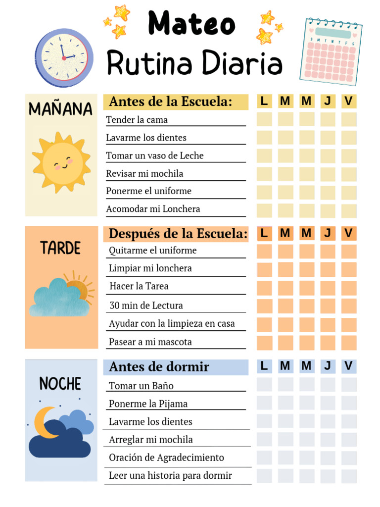Rutina Diaria para Niños y Adolescentes | PDF