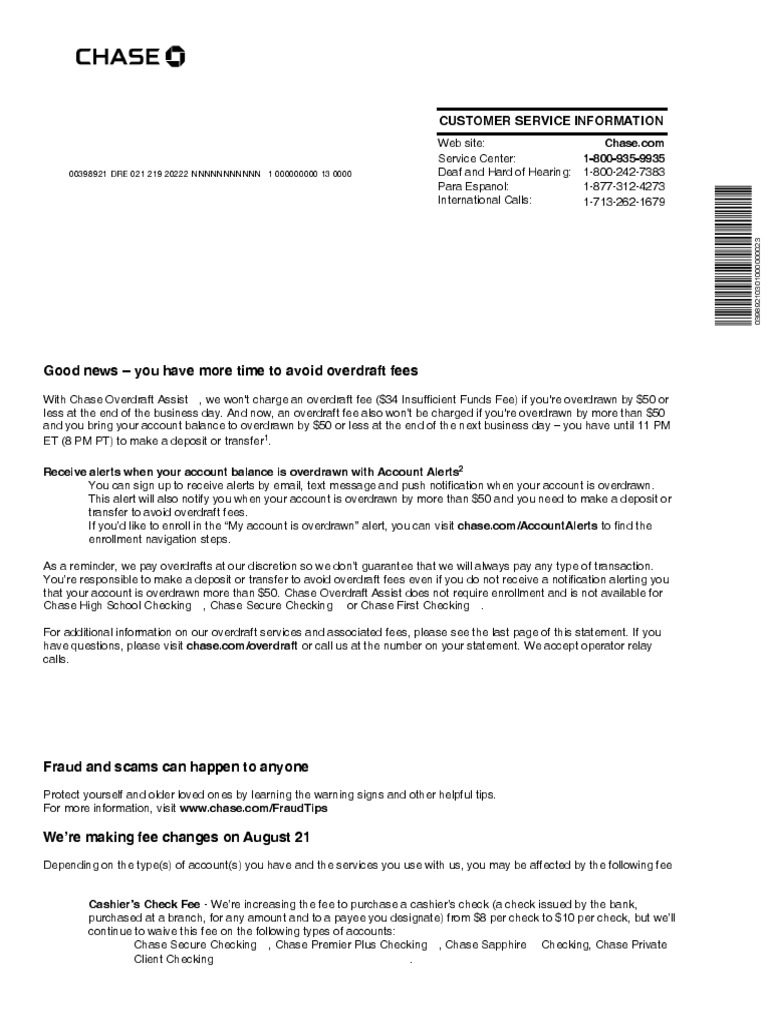 Chase Bank Statement Christopher | PDF | Overdraft | Transaction Account