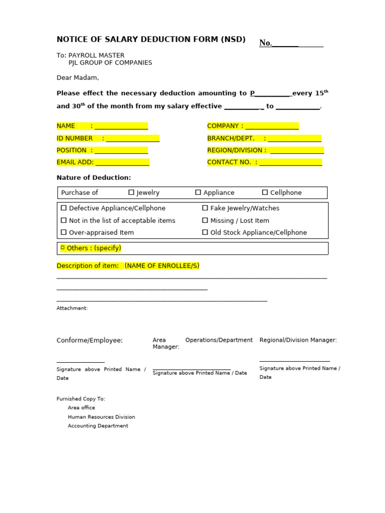 NSD Form Others | PDF