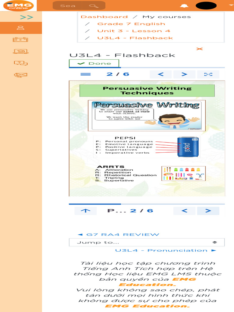 2024 - Grade - 7e U3l4 - Flashback | PDF