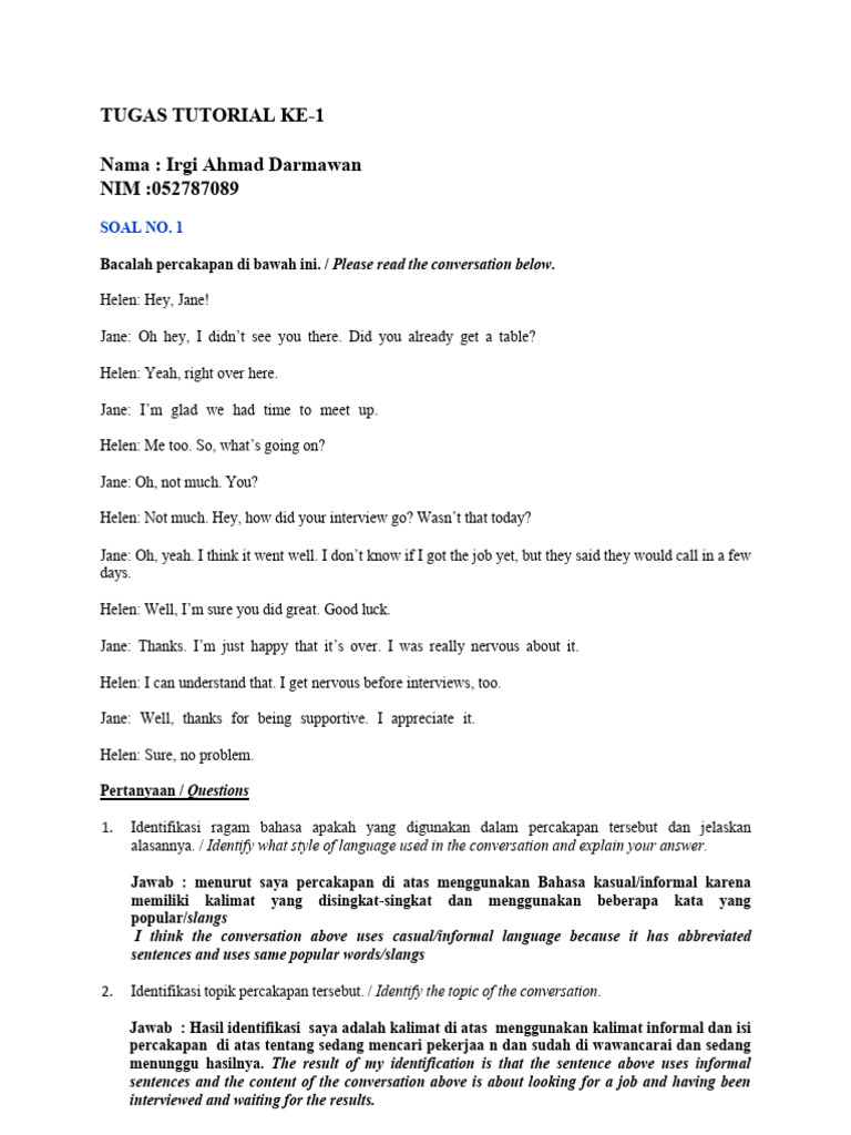 TUGAS TUTORIAL KE-1 - Irgi Ahmad Darmawan | PDF | Communication