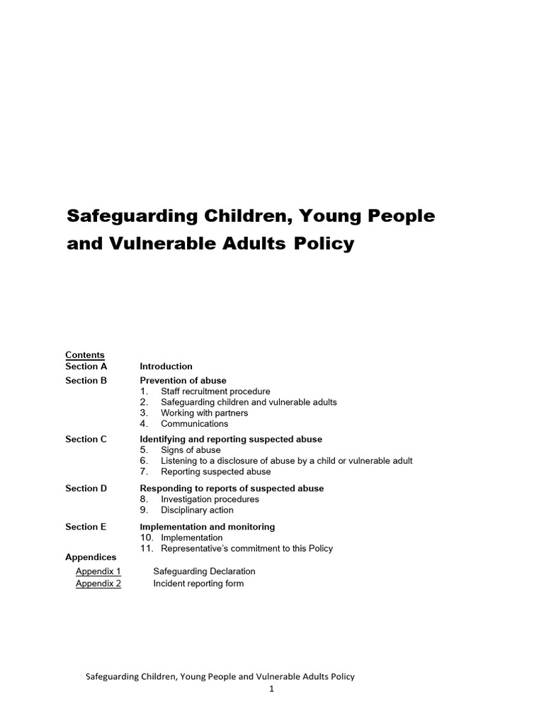 GNP Safeguarding Vulnerable People Policy January 2020 0001 | PDF ...