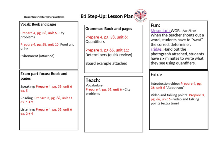 Step Up Review Plan Quantifiers | PDF