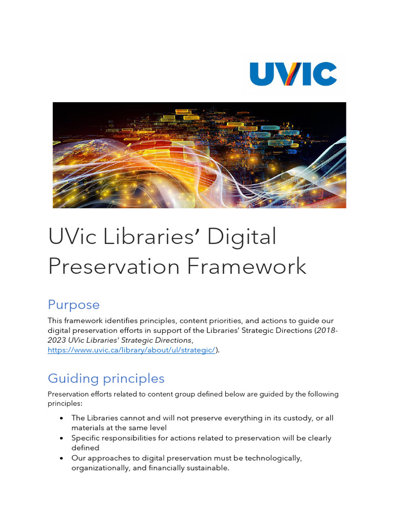 UVic Digital Preservation Guidelines | PDF | Libraries | Archive