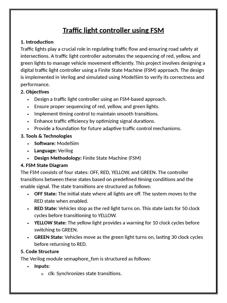 Traffic Light Controller Using FSM | PDF | Traffic Light | Traffic