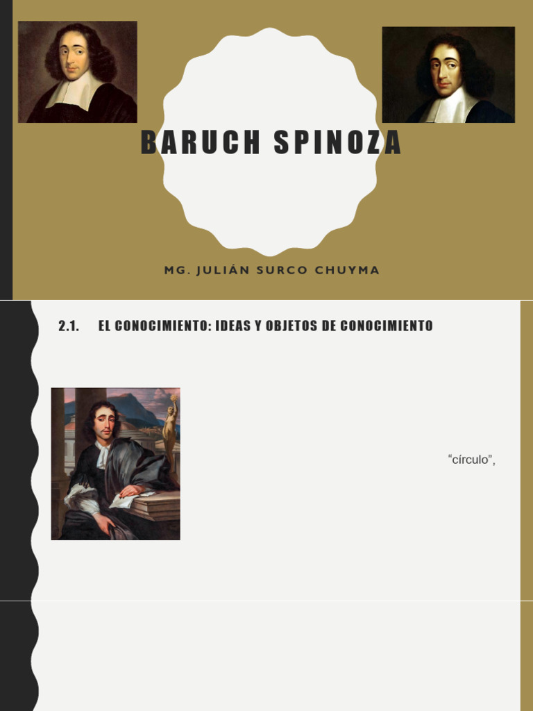 Baruch Spinoza ppt | PDF | Conocimiento | Teoría de sustancias