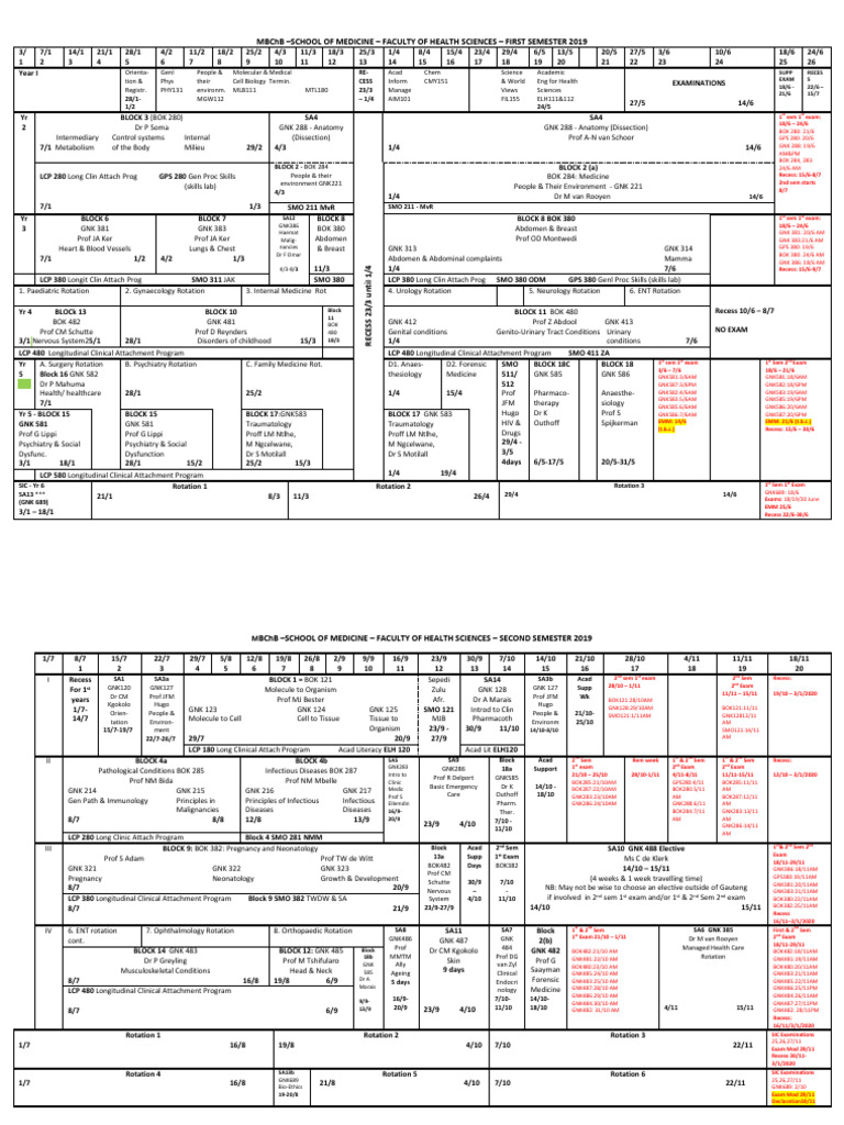 MBChB Curriculum Overview 2019 | PDF | Academic Term | Health Care