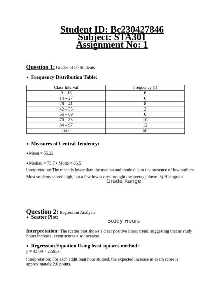 sta301 assignment solution | PDF
