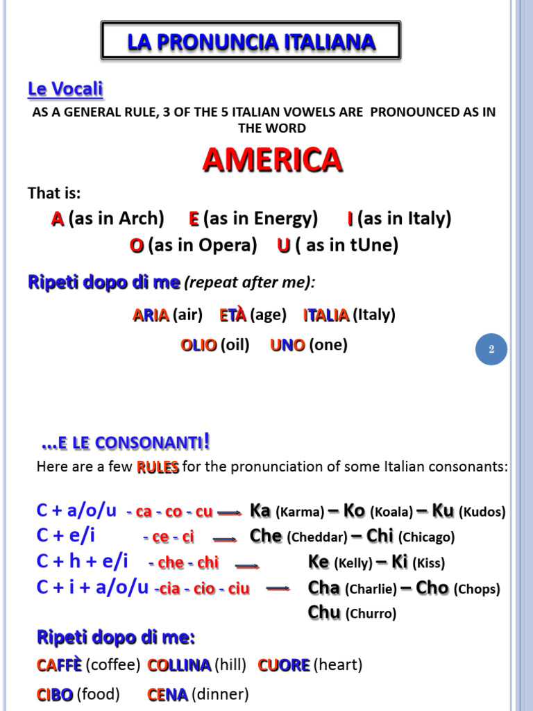Gr. Italian Pronunciation La Pronuncia Italiana | PDF