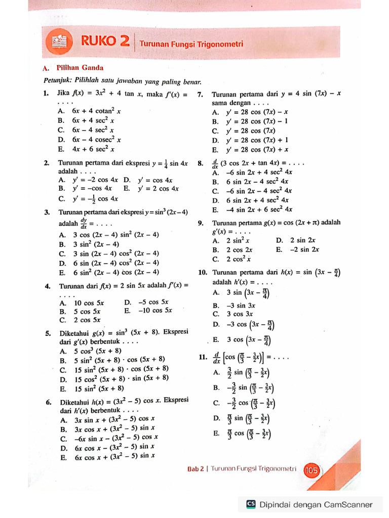 Latihan Turunan Trigonometri | PDF