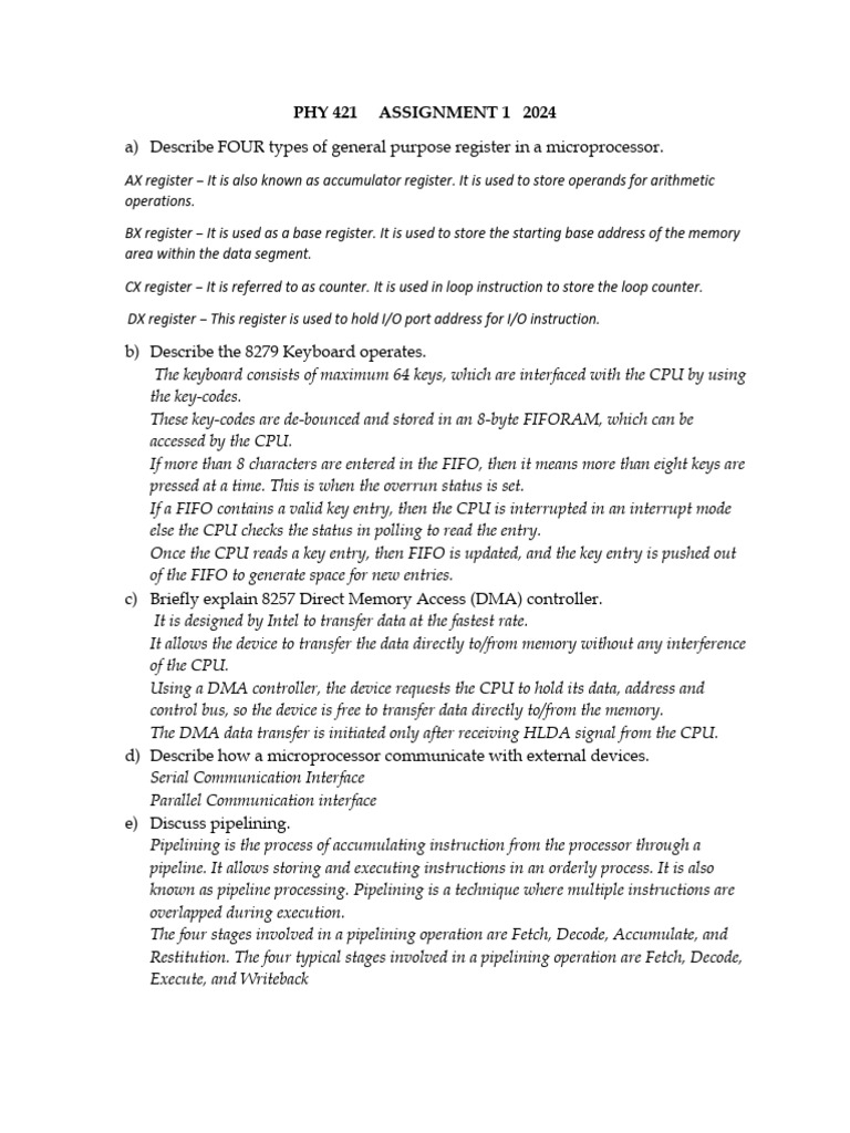 PHY 421 ASSIGNMENT 1 2024 | PDF