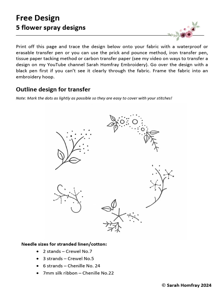 Free Flower Spray Designs | PDF | Embroidery | Needlework