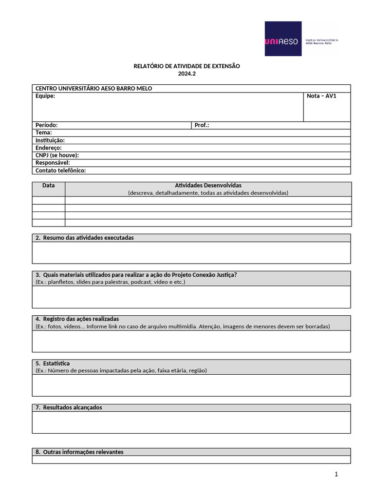 MODELO RELATORIO de Atividades | PDF