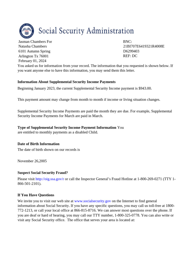 SSI Payment Information for Disabled Child | PDF