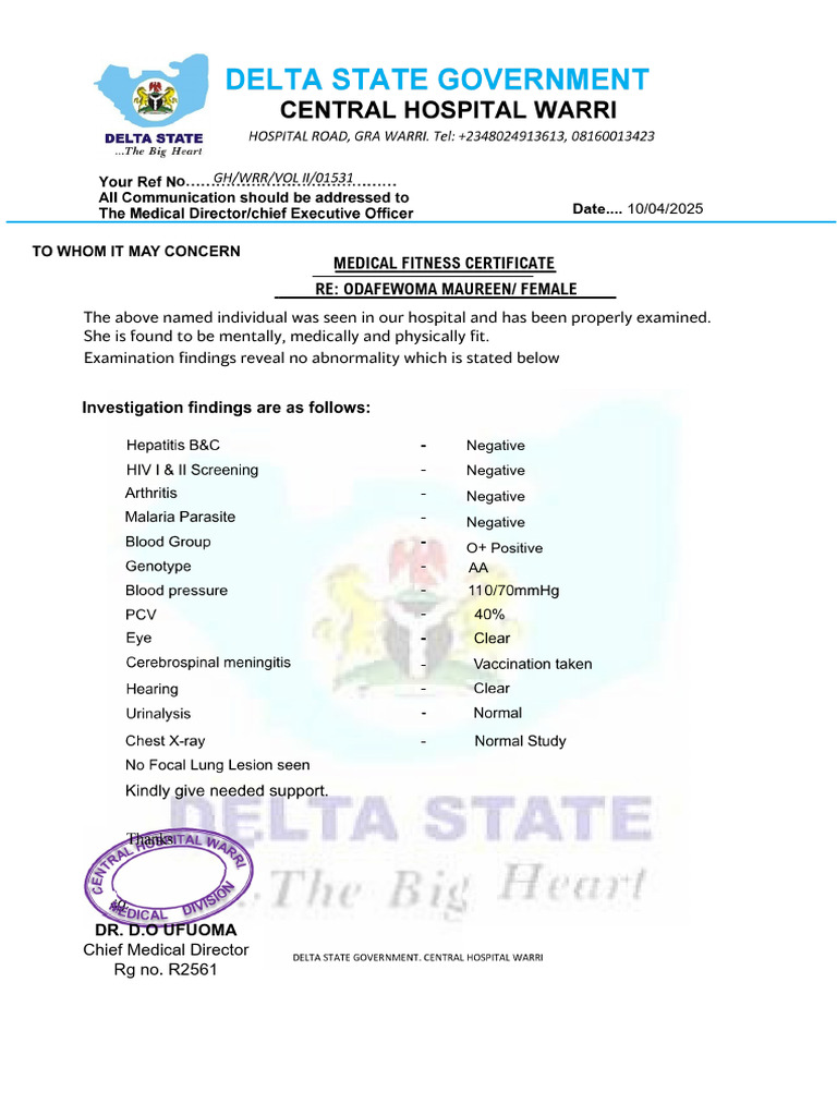 Maureen Medical Fitness | PDF