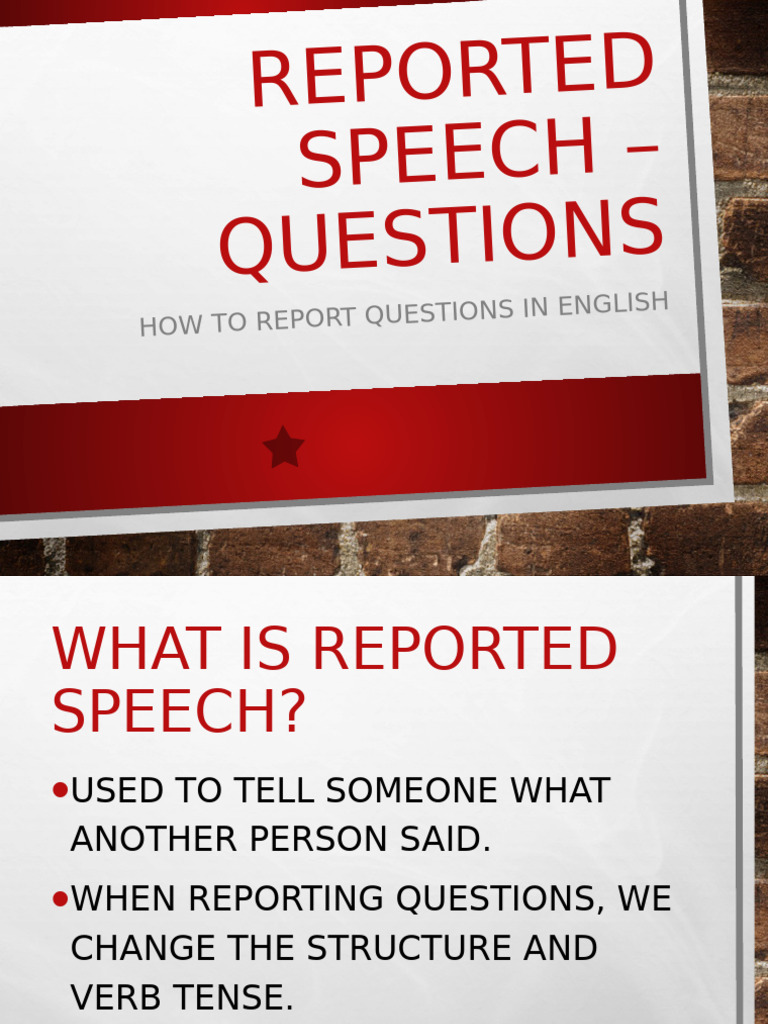 Reporting Questions in English | PDF