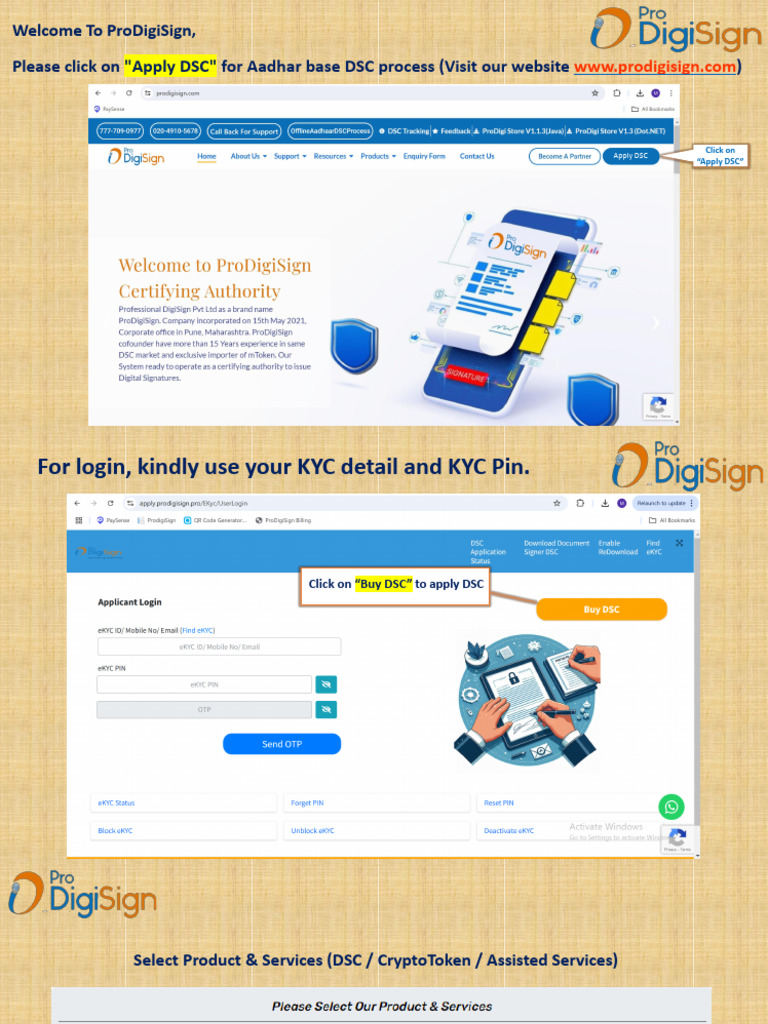 ProDigiSign - PPT Aadhar Base Process - V2 | PDF | Software | Computing
