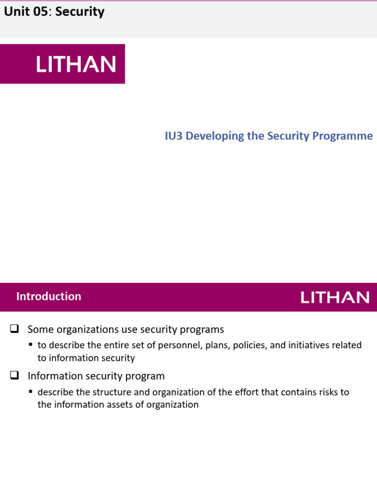 IU3 Developing The Security Programme | PDF | Information Security ...