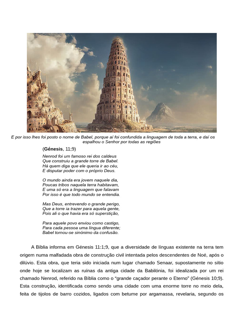 A Torre de Babel | PDF | Babilônia | Mesopotâmia