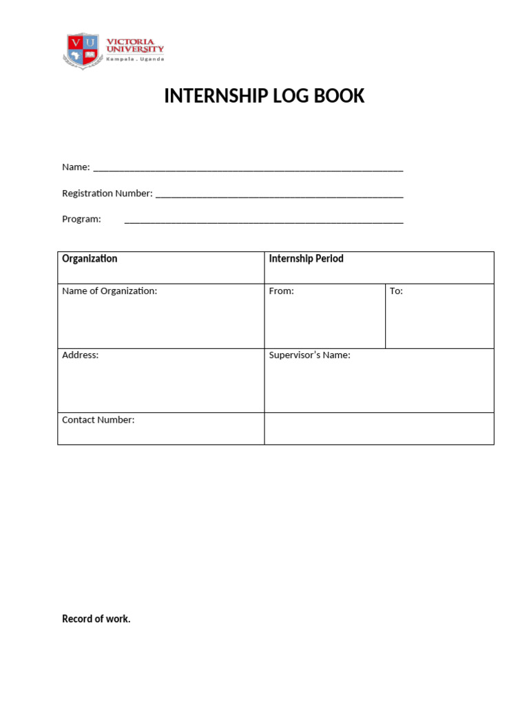 Internship Log Book Template | PDF | Behavioural Sciences | Psychology