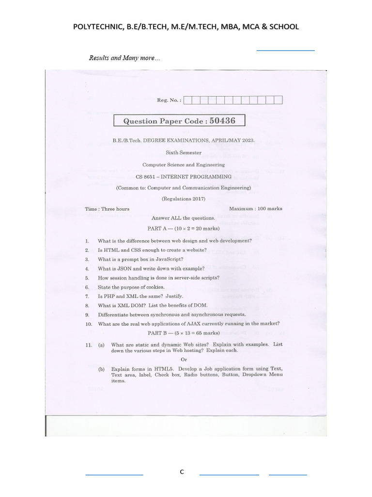 CS 8651 Internet Programming | PDF