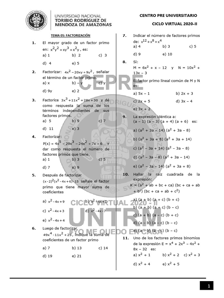 5.algebra Factorización - Compressed | PDF | Factorización | Álgebra