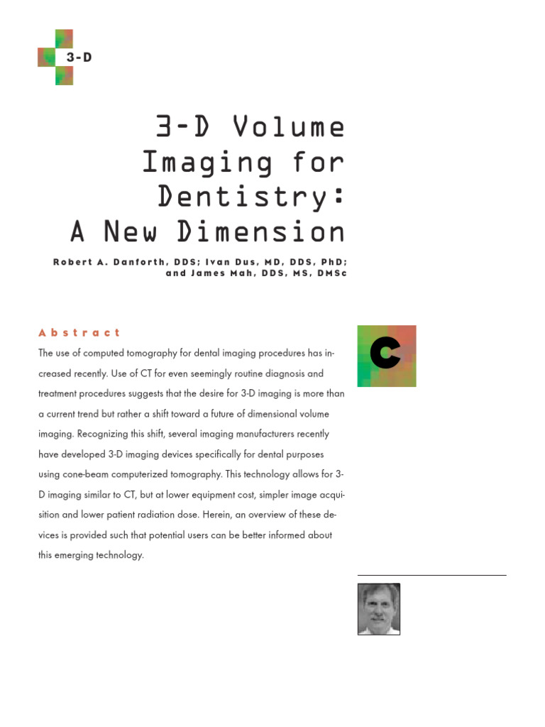 3-D Volume Imaging For Dentistry A New Dimension | PDF | Ct Scan ...