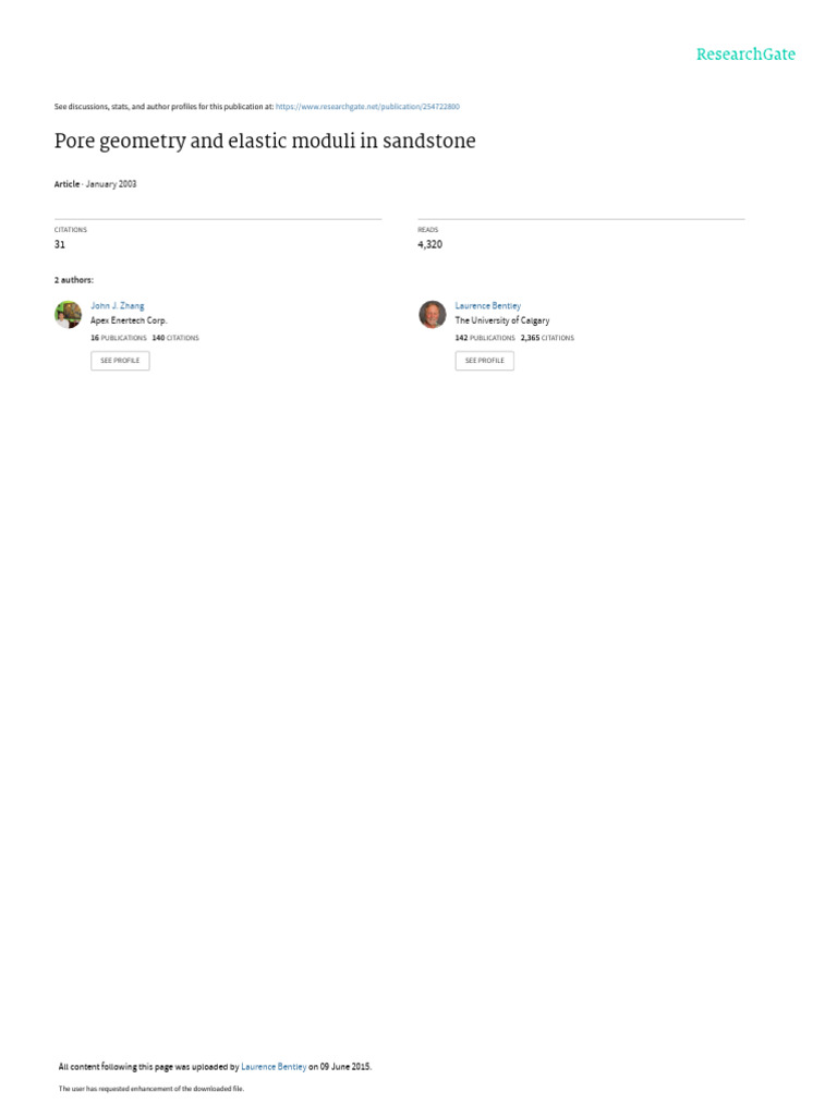 Pore Geometry and Elastic Moduli in Sandstone | PDF | Porosity ...