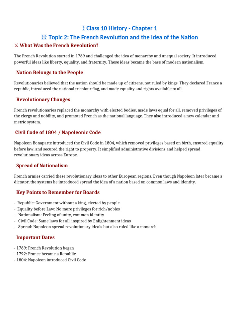 French Revolution Full Notes Board Ready | PDF