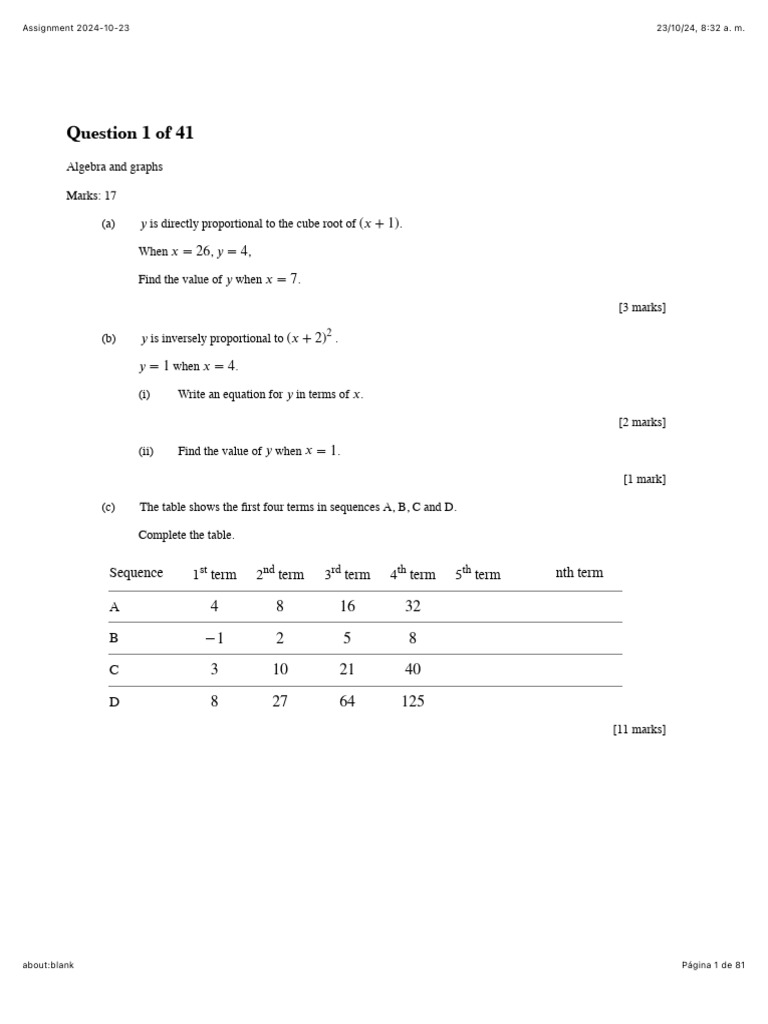 Assignment ALGEBRA AND GRAPHS | PDF | Equations | Tangent