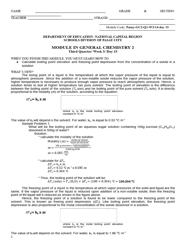 PASAY-GC2-Q3-W3D15-16-day-15.docx-1 (1) | PDF | Physical Chemistry ...