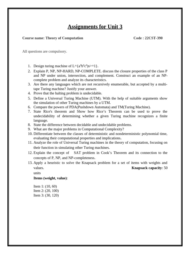 Theory of Computation Questions-3 | PDF