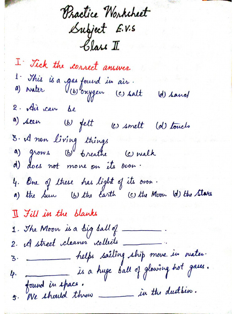 EVS Practice Worksheet 1 | PDF