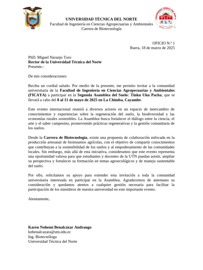 Oficio Rectorado UTN | PDF