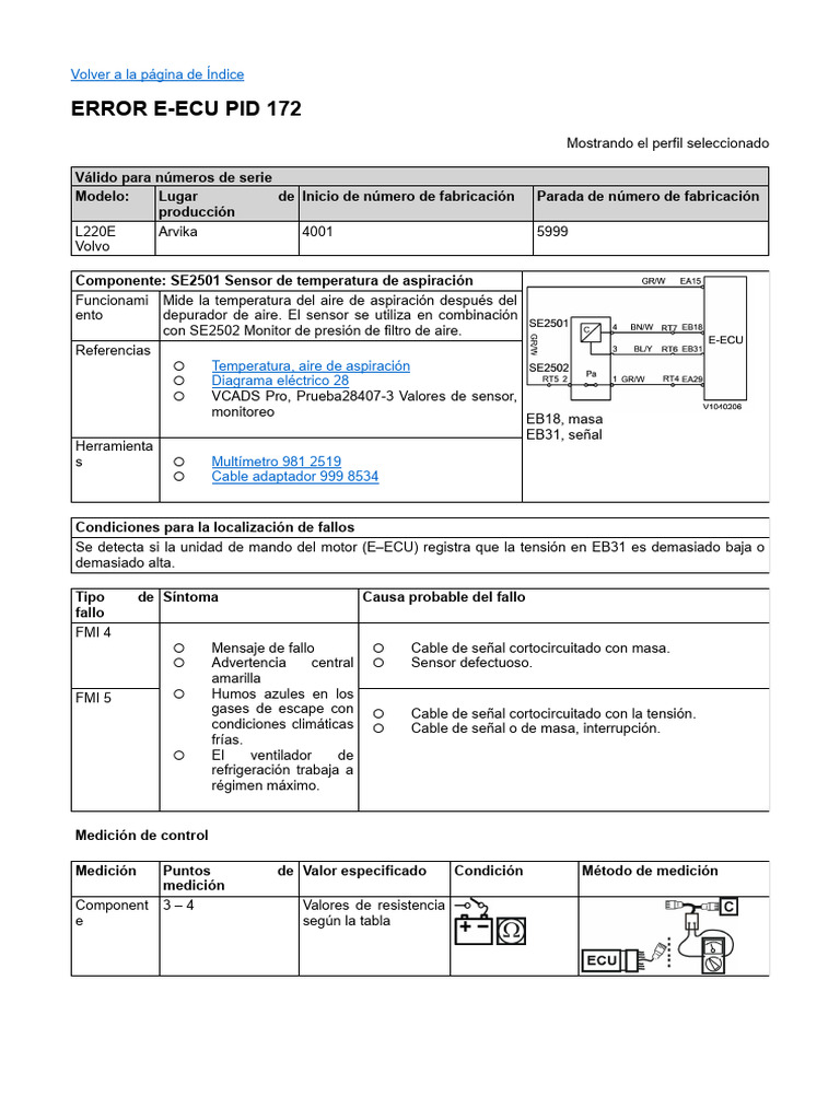 Error E-ECU PID 172 y Sensor SE2501 | PDF