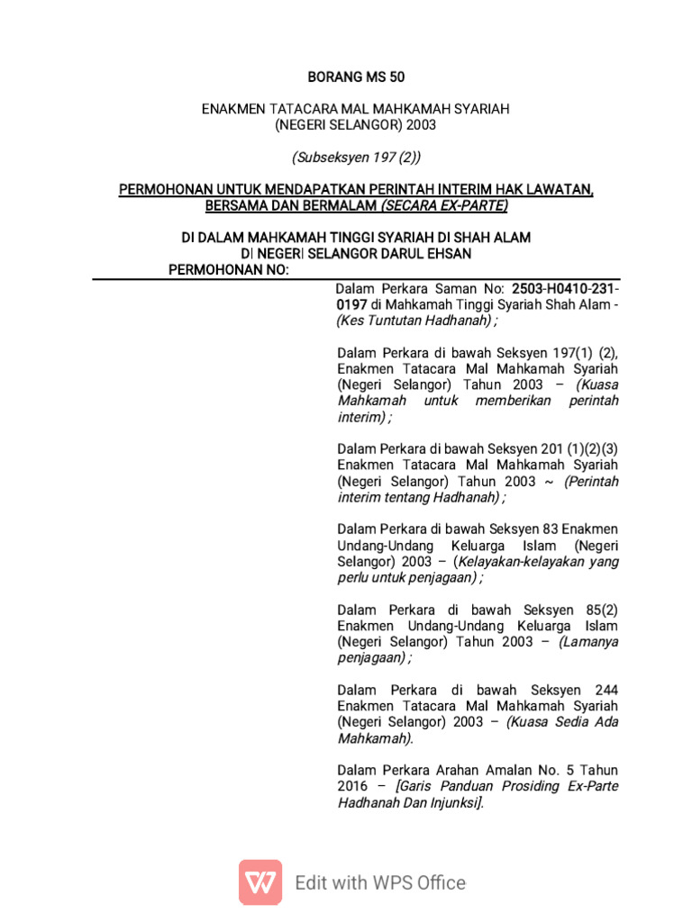 Contoh Permohonan Dan Afidavit | PDF