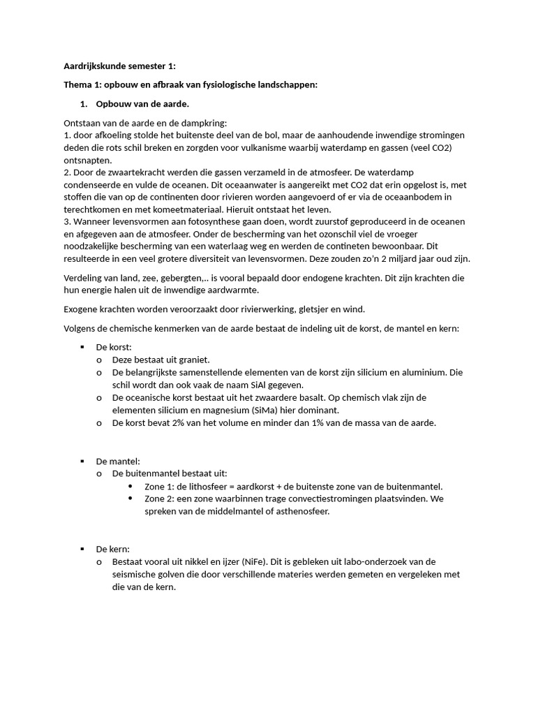 Aardrijkskunde Semester 1 6de | PDF