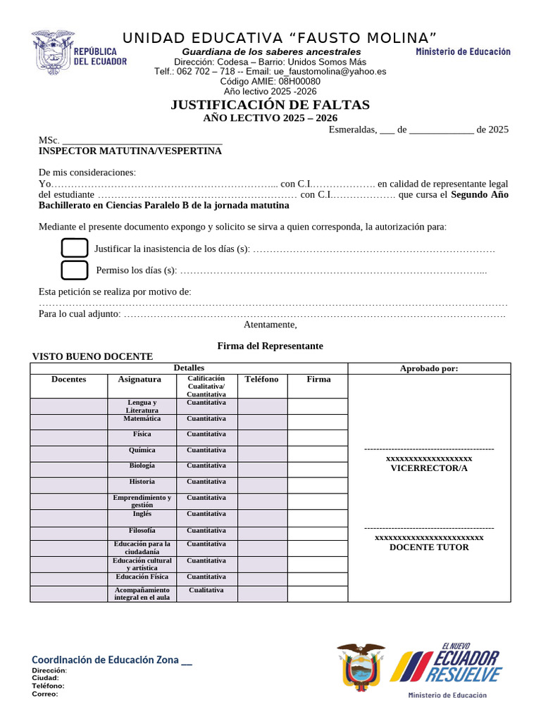 Justificación de Faltas 2025-2026 | PDF