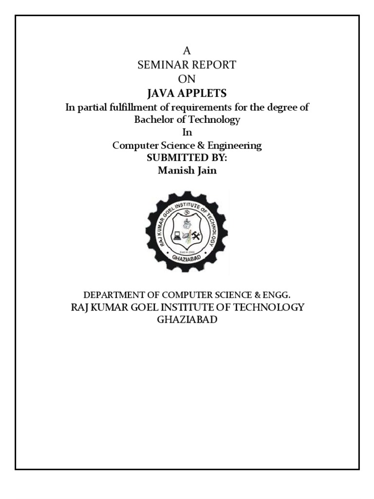 A Seminar Report ON: Java Applets | PDF | Java (Programming Language) | Digital Technology