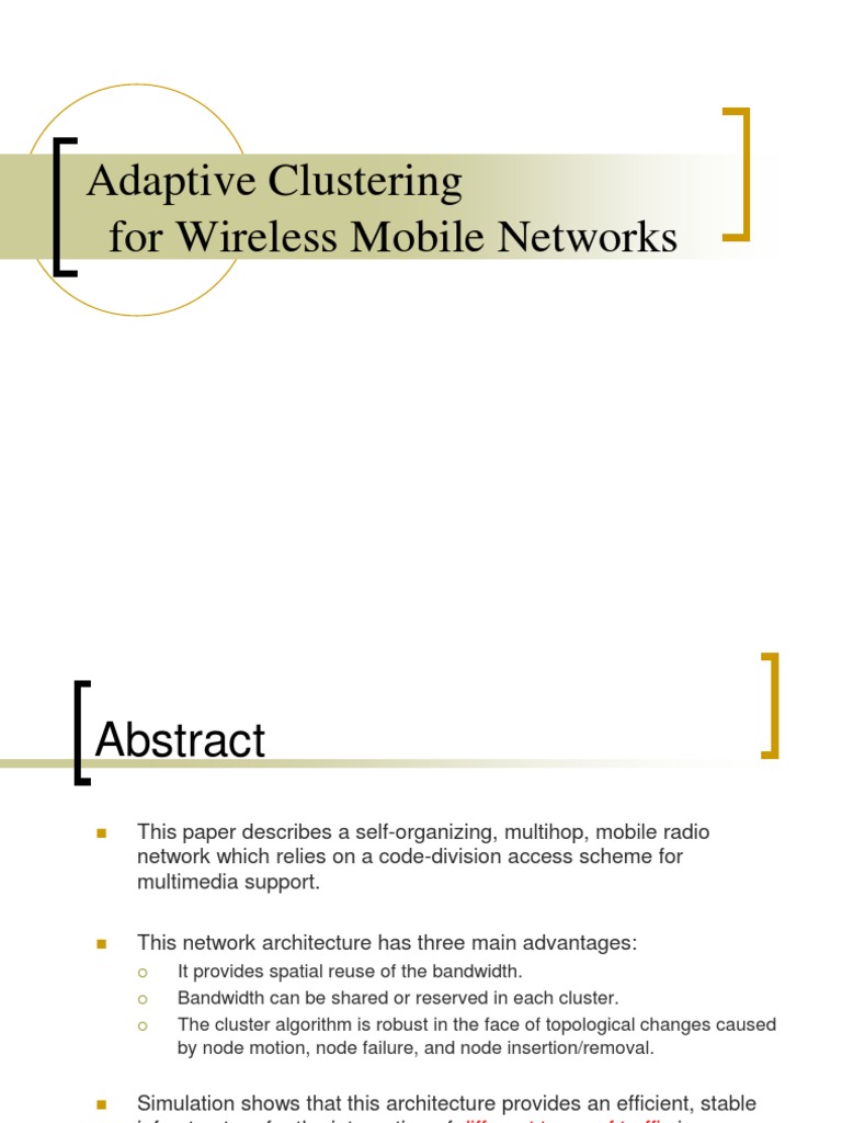 Adaptive Clustering For Wireless Mobile Networks | PDF | Quality Of ...