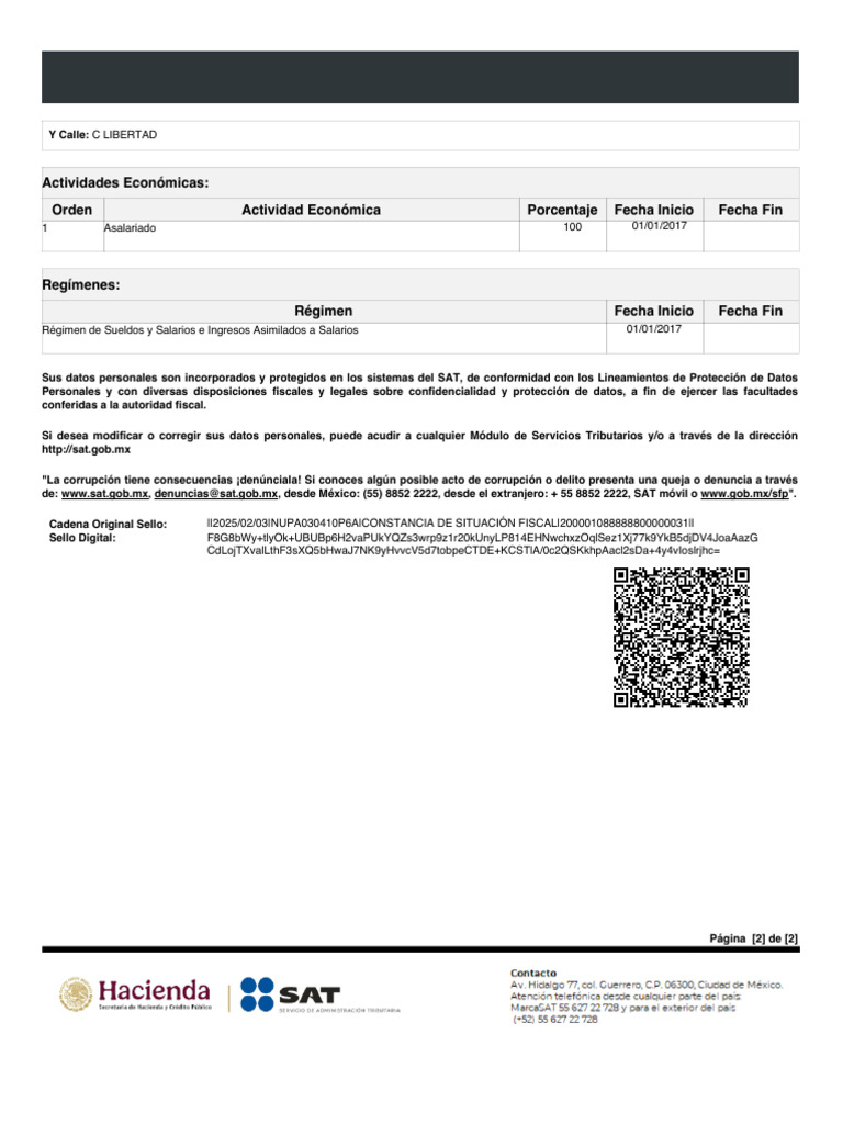 Constancia de RFC y Régimen Salarial | PDF