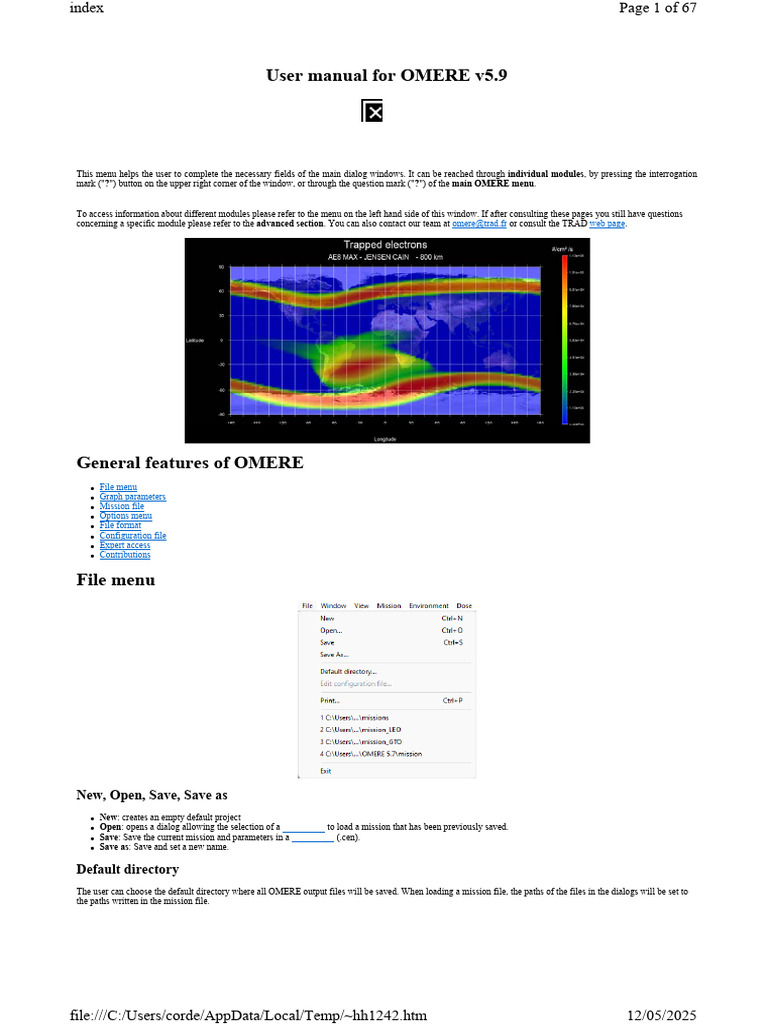 OMERE v5.9 User Manual Overview | PDF | Van Allen Radiation Belt ...