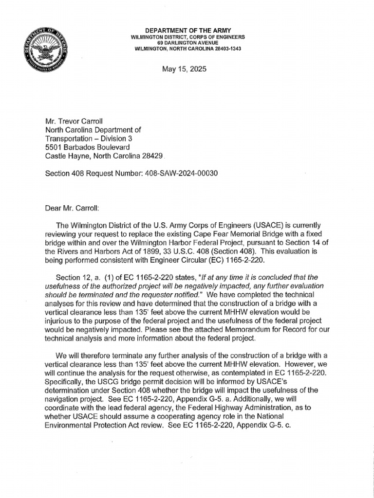 CFMB Section 408 Letter | PDF