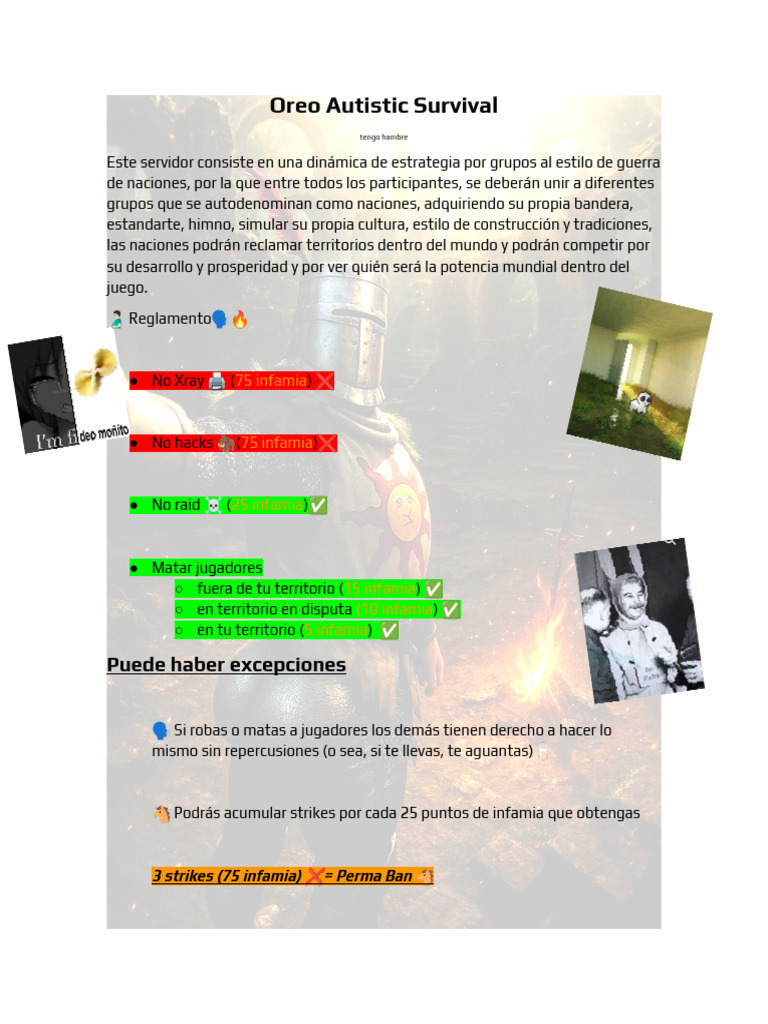 Reglas de Oreo Autistic Survival | PDF | Nación