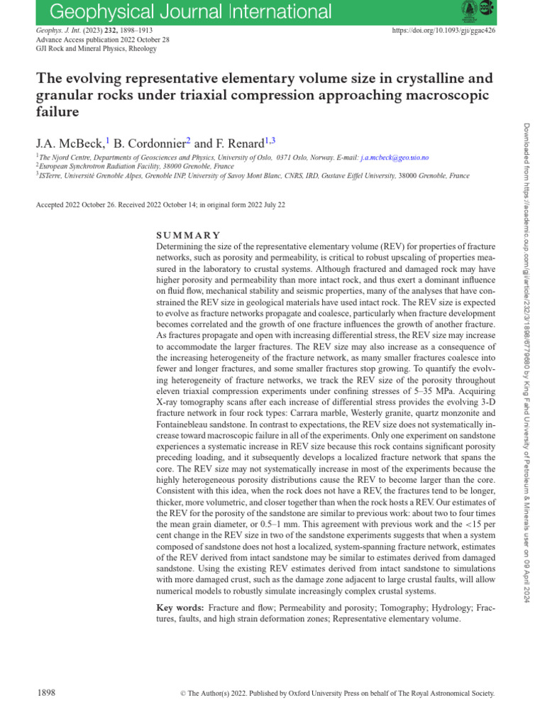 The Evolving Representative Elementary Volume Size | PDF | Coefficient ...
