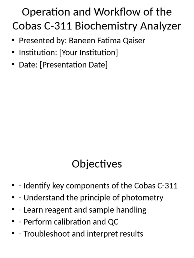 Cobas C311 Presentation | PDF | Spectrophotometry